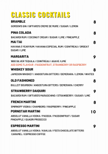 Cocktail Menu | Notorious Pizza Co. | Magherafelt