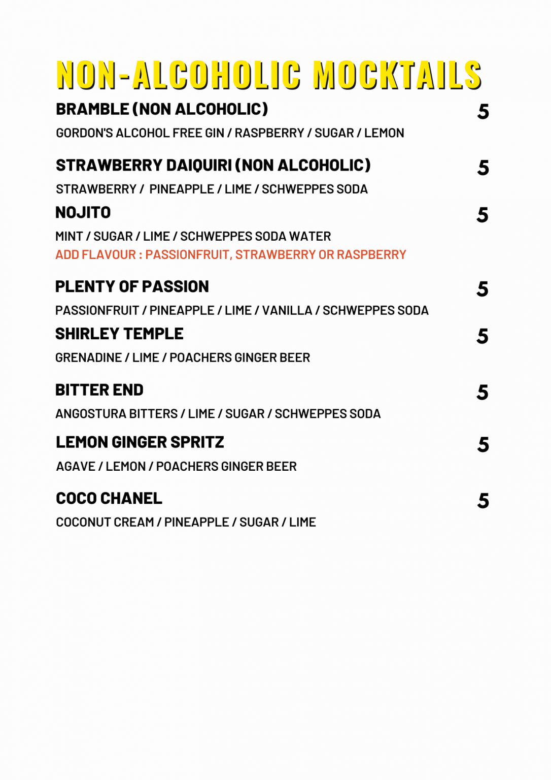 Cocktail Menu | Notorious Pizza Co. | Magherafelt