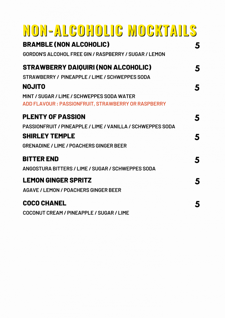 Cocktail Menu | Notorious Pizza Co. | Magherafelt Restaurant