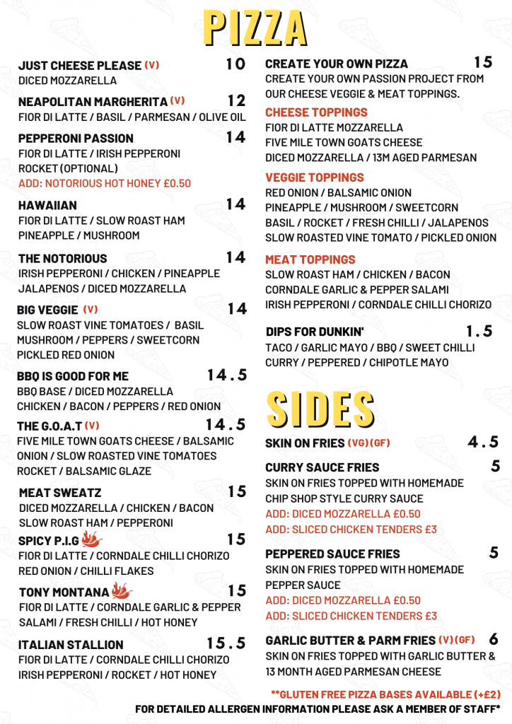 Brunch Menu | Notorious Pizza Co. | Magherafelt Restaurant