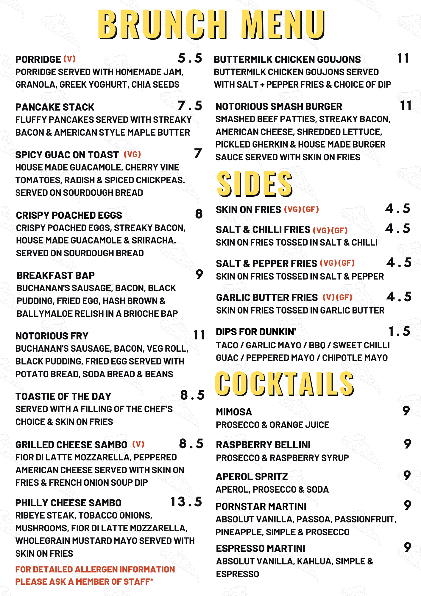 Brunch Menu | Notorious Pizza Co. | Magherafelt Restaurant